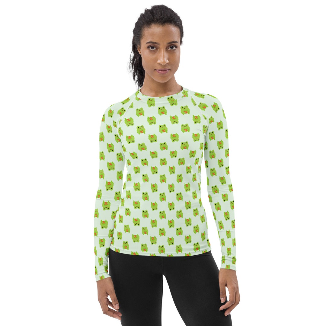 Frogs Printed Rash Guard, Fitness Rash Guard, Long Sleeve Yoga Workout ...