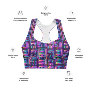 Mosaic Tiles Pattern Sports Bra for Women, Printed Women Bra, Training ...