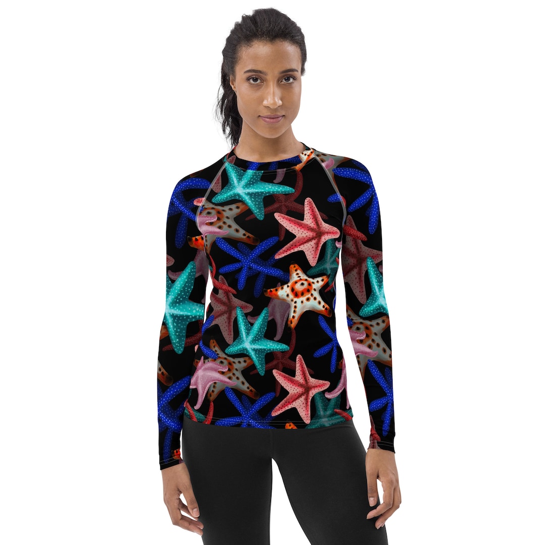 Under the Sea Starfish Ocean Rash Guard, Nautical Marine Yoga Workout ...