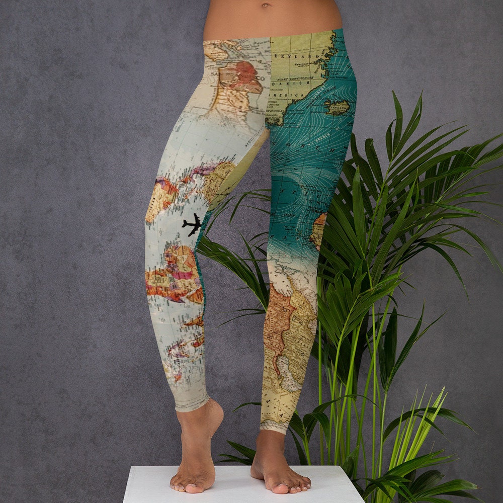 World Map Leggings Womens Leggings Map of the World Map - Etsy