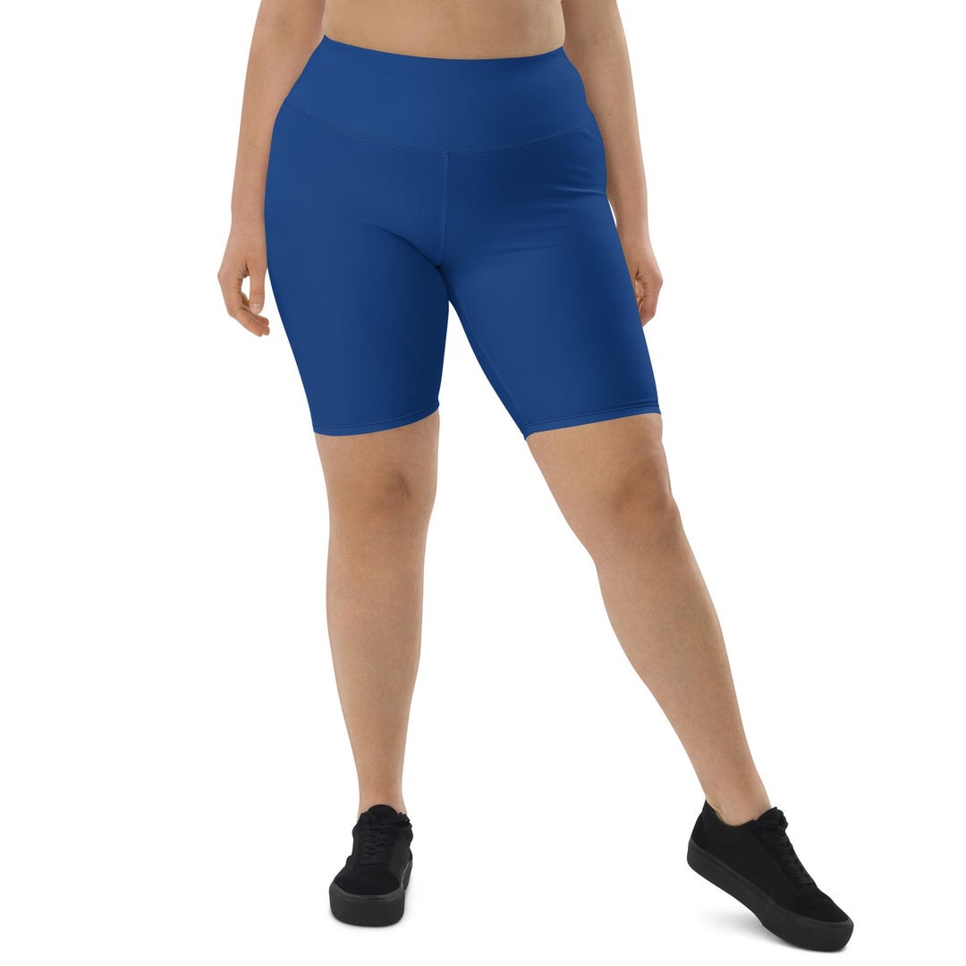 Solid Royal Blue Biker Shorts for Women, Gym Workout Shorts, Casual ...