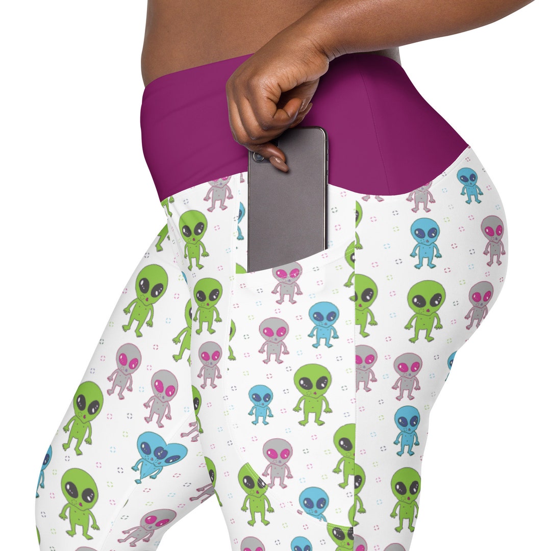 Aliens Martians Sci Fi Print Leggings for Women, Stylish Workout ...