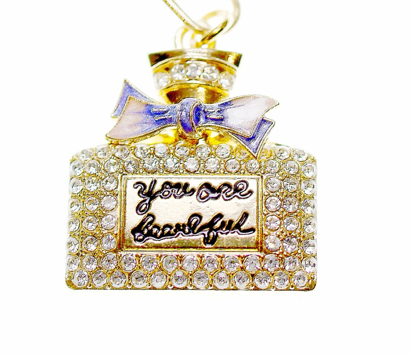 Gold Pave Perfume Bottle Keychain: Glamour Key Fob - Etsy