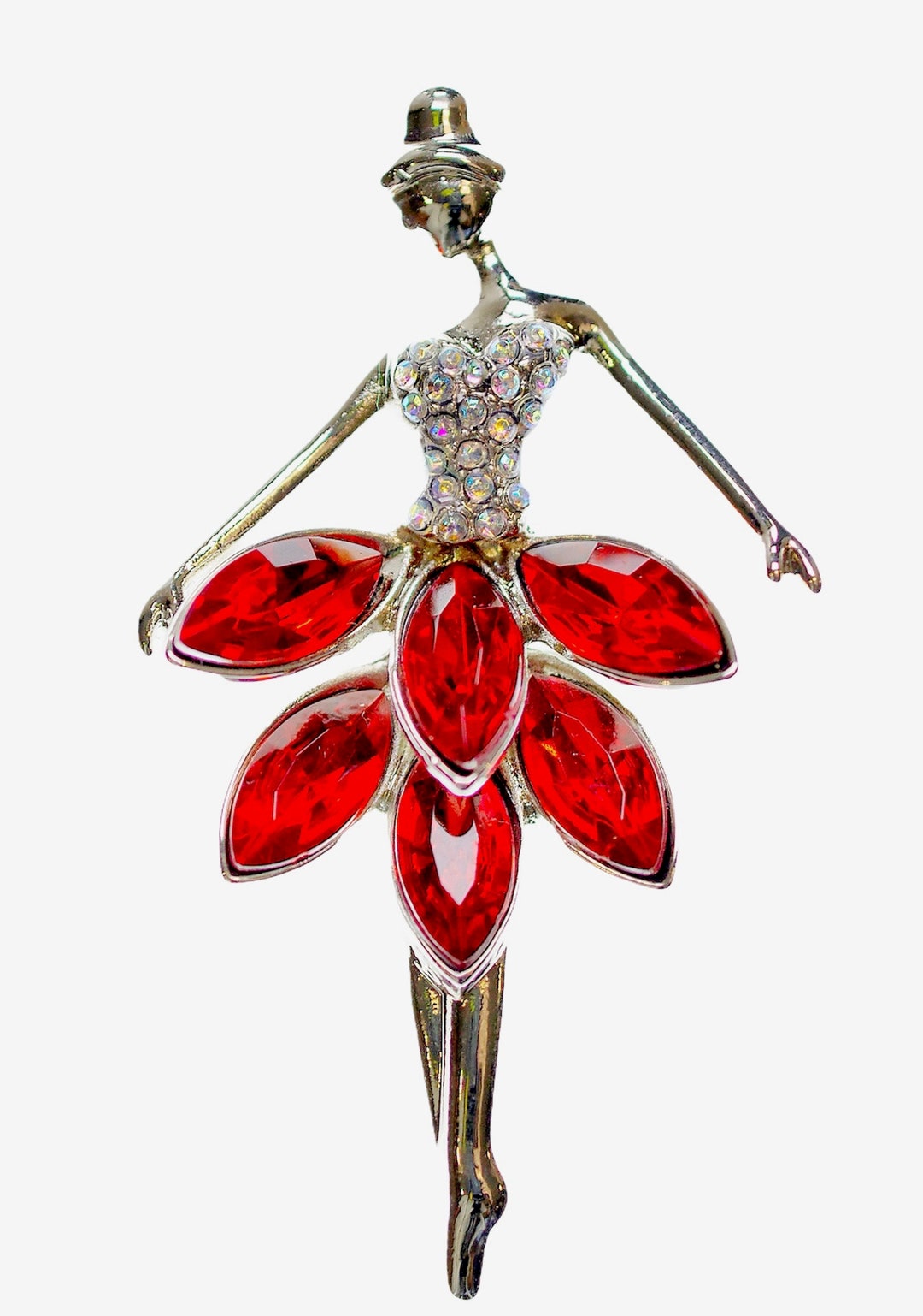 Red Stone Dancer Brooch: Ballet Pin (2.5" X 1.25") - Etsy