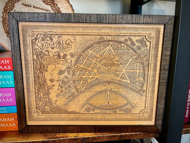 Crescent City Map, Wood Engraved Map of Lunathion, Updated for Book 3 ...