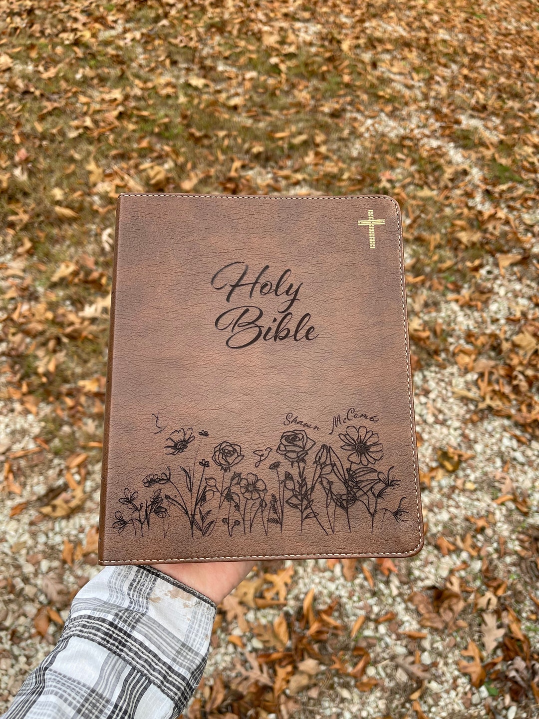 PERSONALIZED NIV Journaling Bible - Grass and Flowers - Add Your Name ...