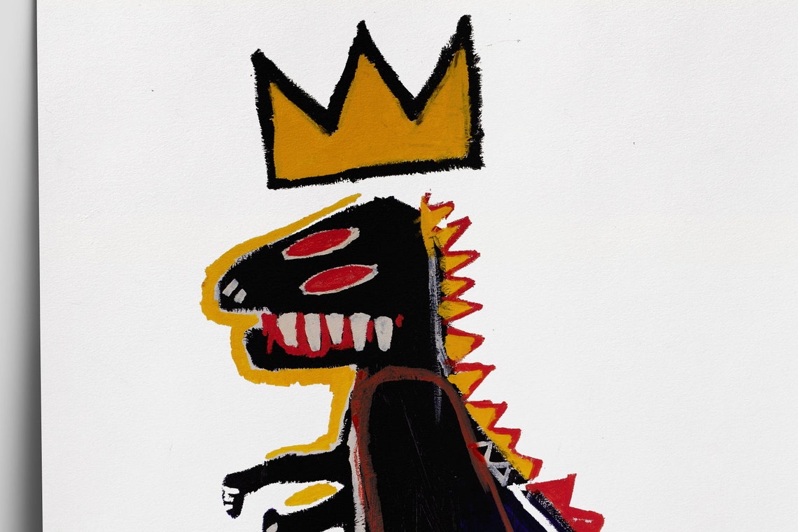 Basquiat Print Jean Michel Basquiat poster Dinosaur Crown | Etsy