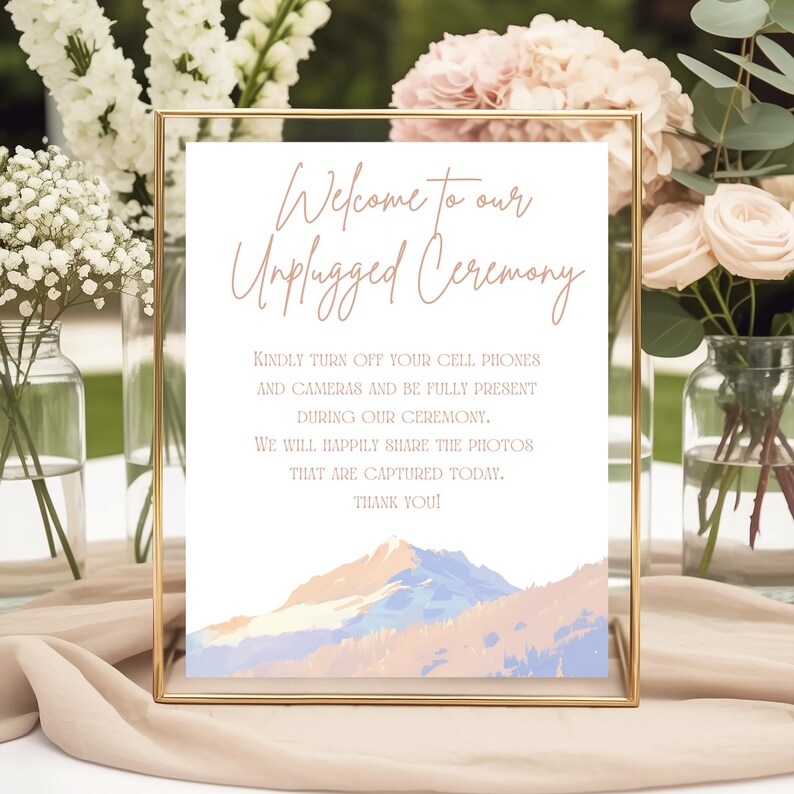 Editable Unplugged Ceremony Sign Template, Wedding Welcome Sign ...