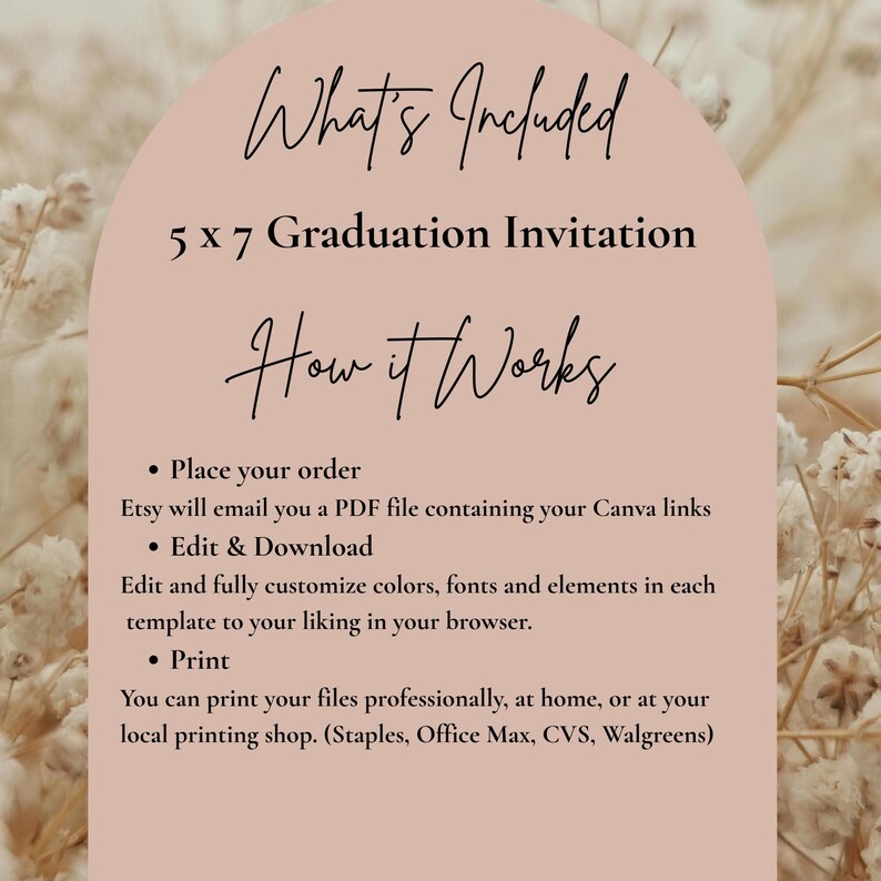 Boho Graduation Invitation Template, Editable Grad Announcement ...