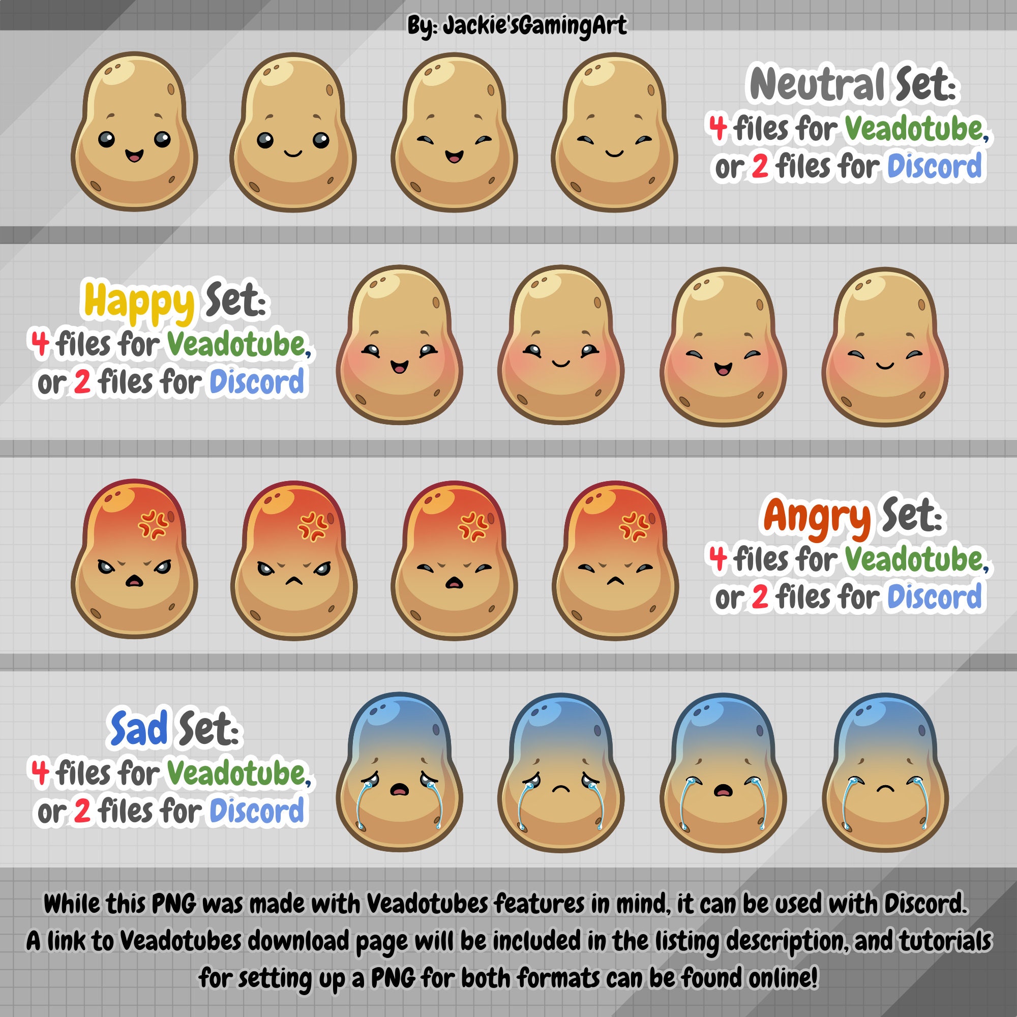 Potato PNG Tuber | Veadotube | Discord | Twitch - Etsy