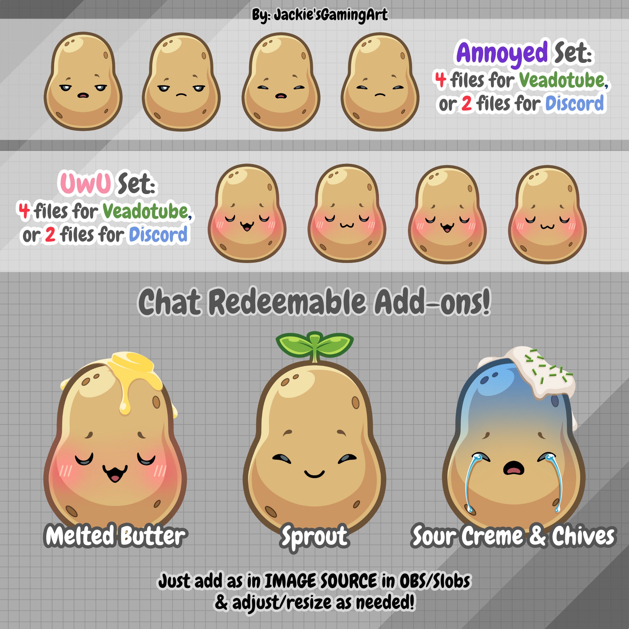 Potato PNG Tuber | Veadotube | Discord | Twitch - Etsy