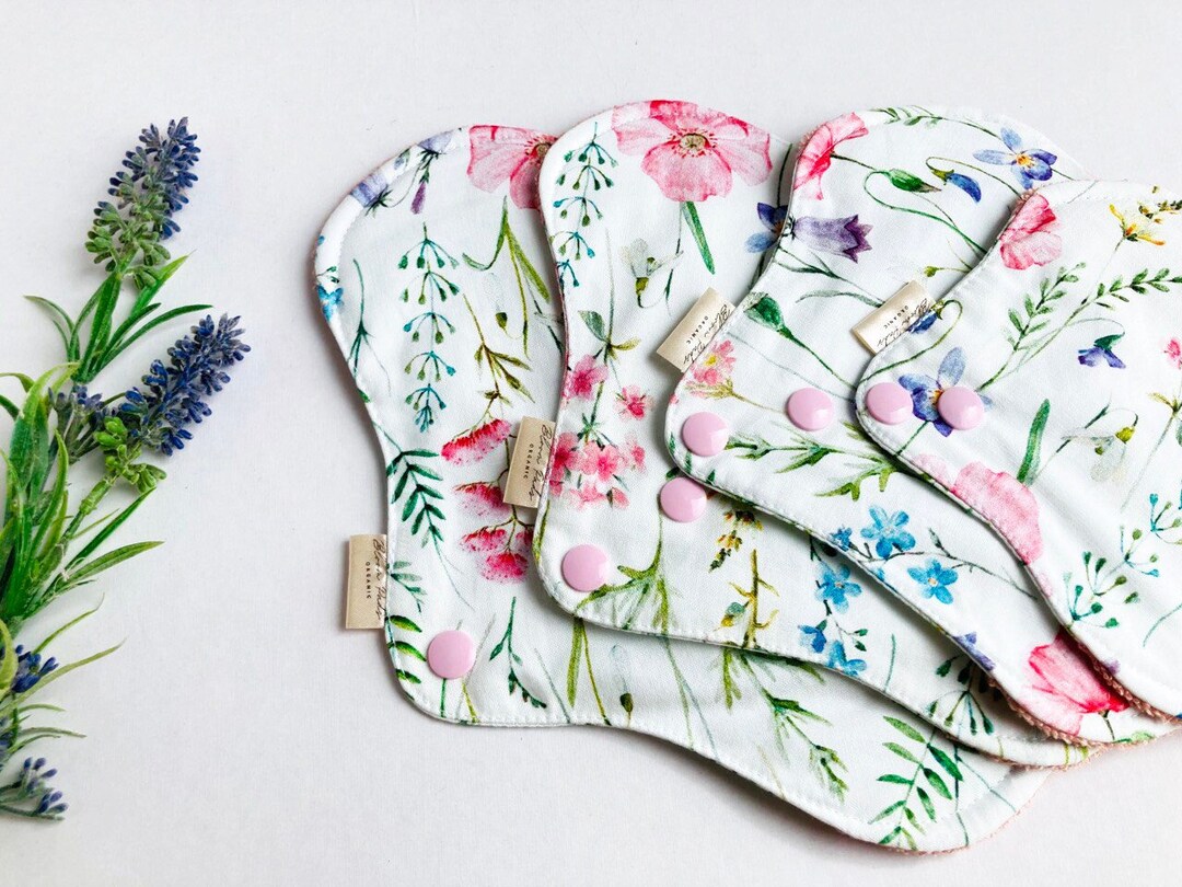 Washable Cloth Pad STARTER SET, Organic Bamboo Period Pads, 4 Pack ...