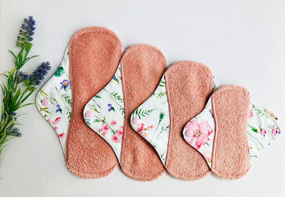 4 Pack Organic Cloth Pads, STARTER Set, Reusable Leakproof Menstrual ...
