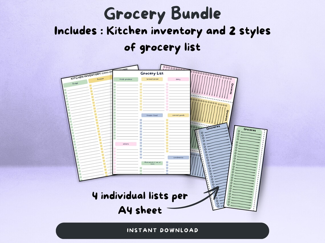 Grocery Lists, Pantry Stock, Kitchen Organisation - Etsy