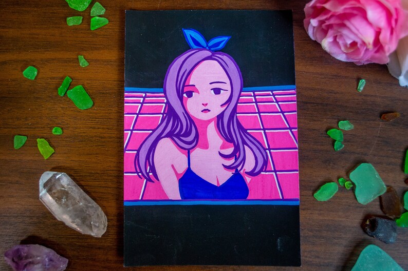 Pink N Purple Girl Original Posca Drawing - Etsy