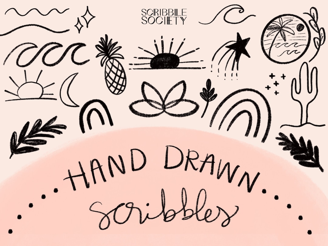 Digital Hand Drawn Doodle Sketchbook of Scribble Clipart for Canva ...