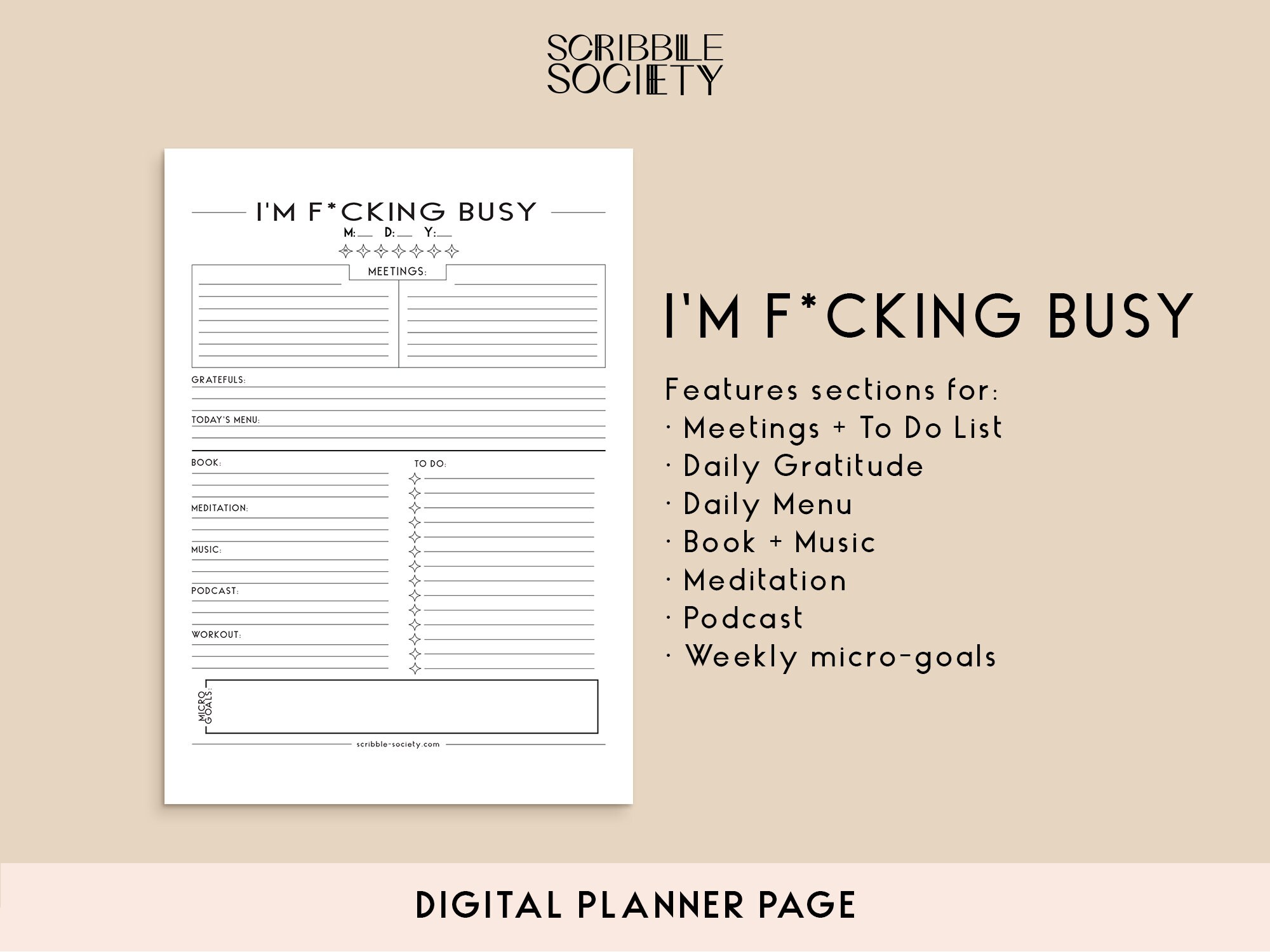 I'm Busy Printable Planner Page for Daily Gratitude - Etsy