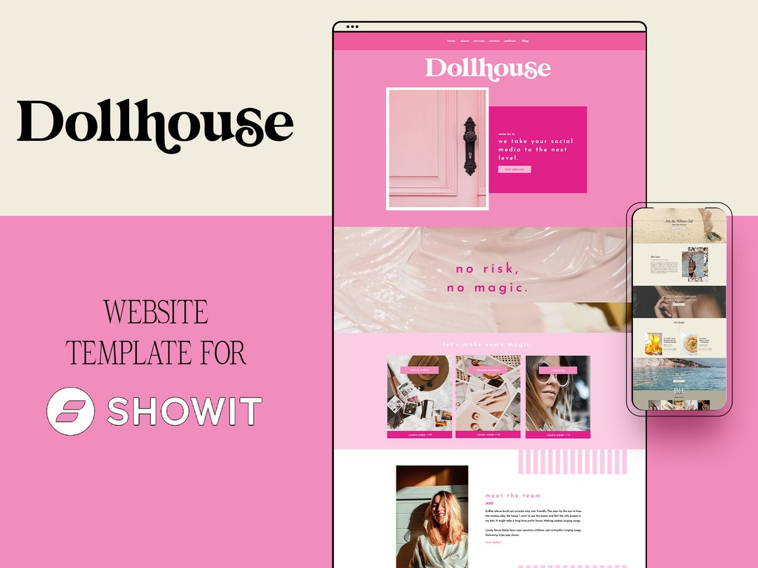 Pink Website Template, Showit Template for Social Media Marketers ...