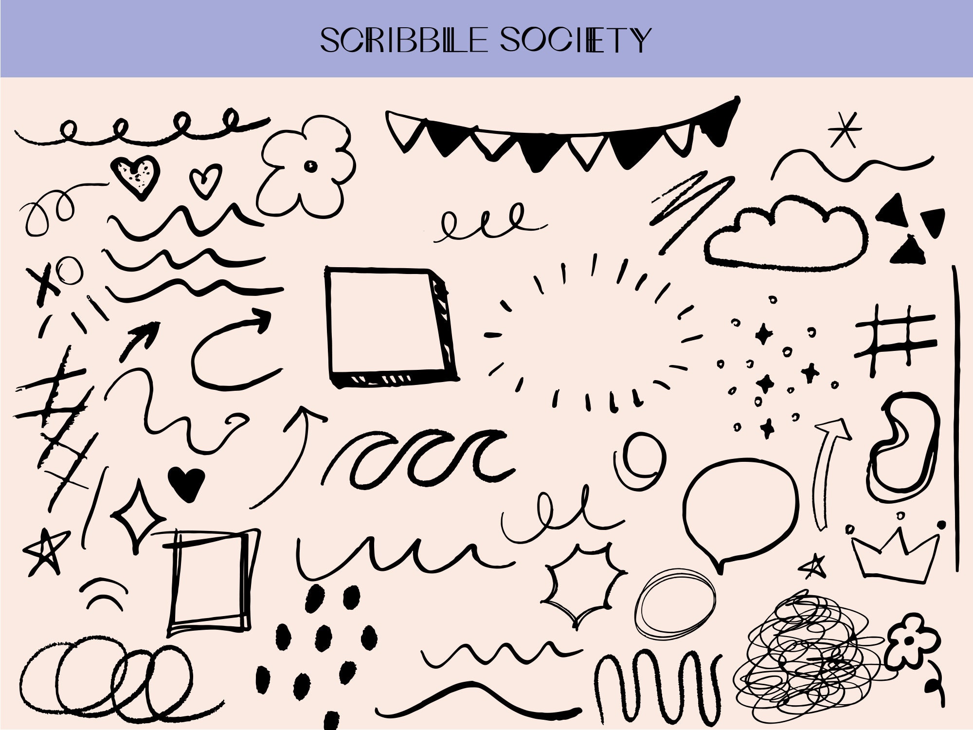 Hand Drawn Doodles and Scribbles SVG, Heart Doodle SVG, Arrow SVG Cut Files for Cricut, Doodle ...