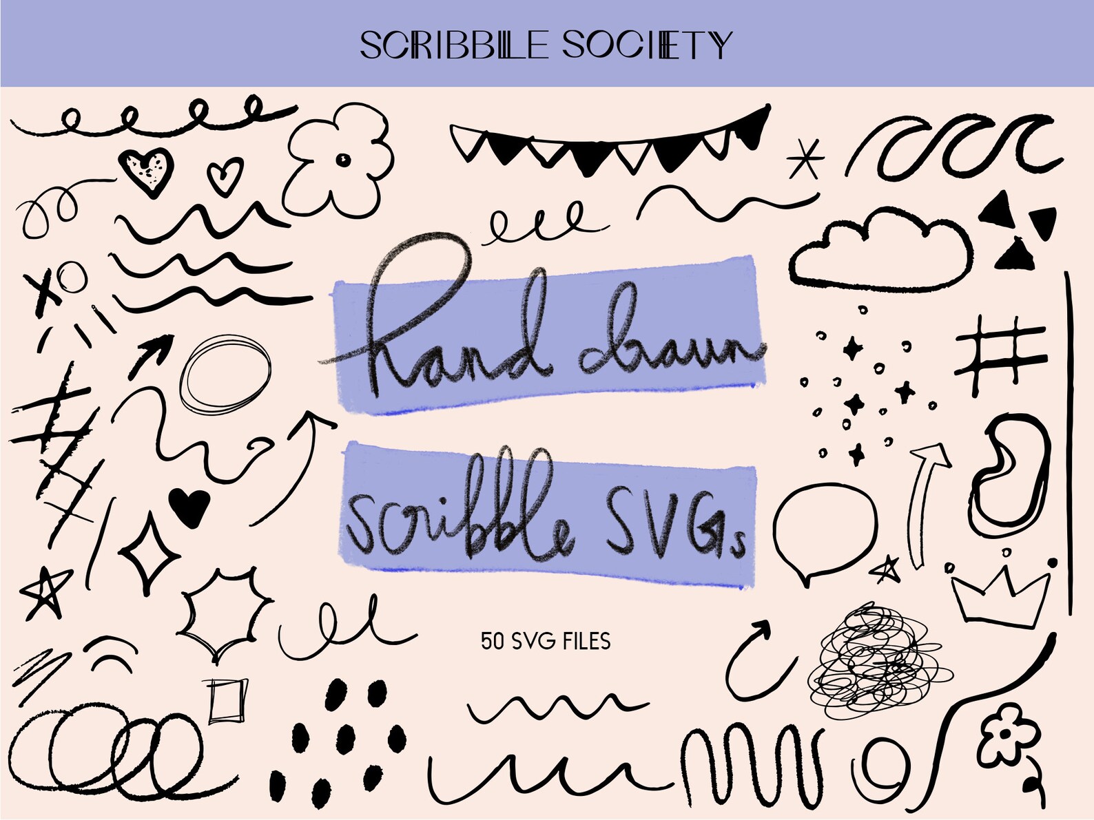 Hand Drawn Doodles and Scribbles SVG, Heart Doodle SVG, Arrow SVG Cut ...