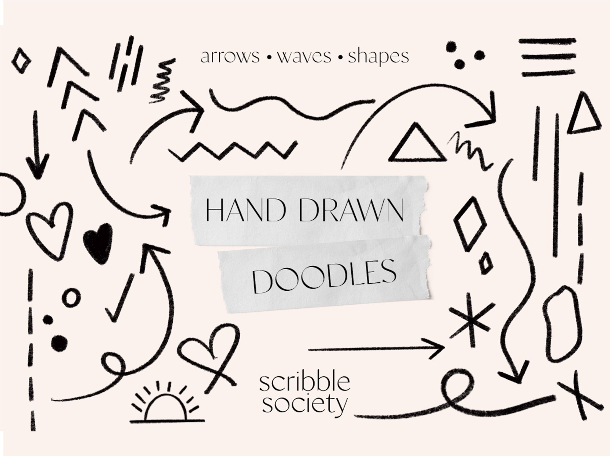 Digital Hand Drawn Doodles Clipart for Photoshop, Canva, Etc ...