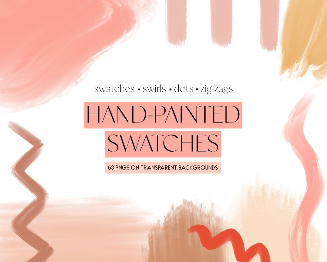 Digital Hand Painted Paint Swatches Clipart Pack for Photoshop, Canva ...