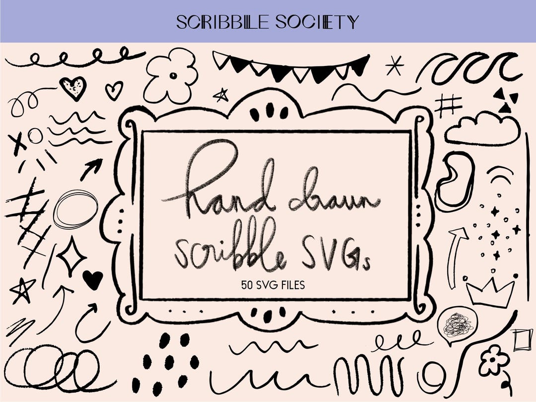 Hand Drawn Doodles and Scribbles SVG, Heart Doodle SVG, Arrow SVG Cut Files for Cricut, Doodle ...