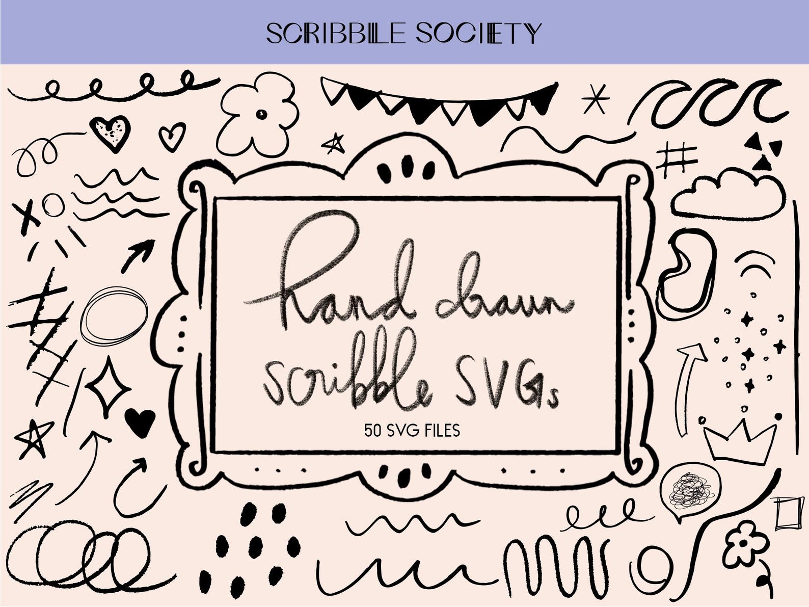 Hand Drawn Doodles and Scribbles SVG, Heart Doodle SVG, Arrow SVG Cut Files for Cricut, Doodle ...