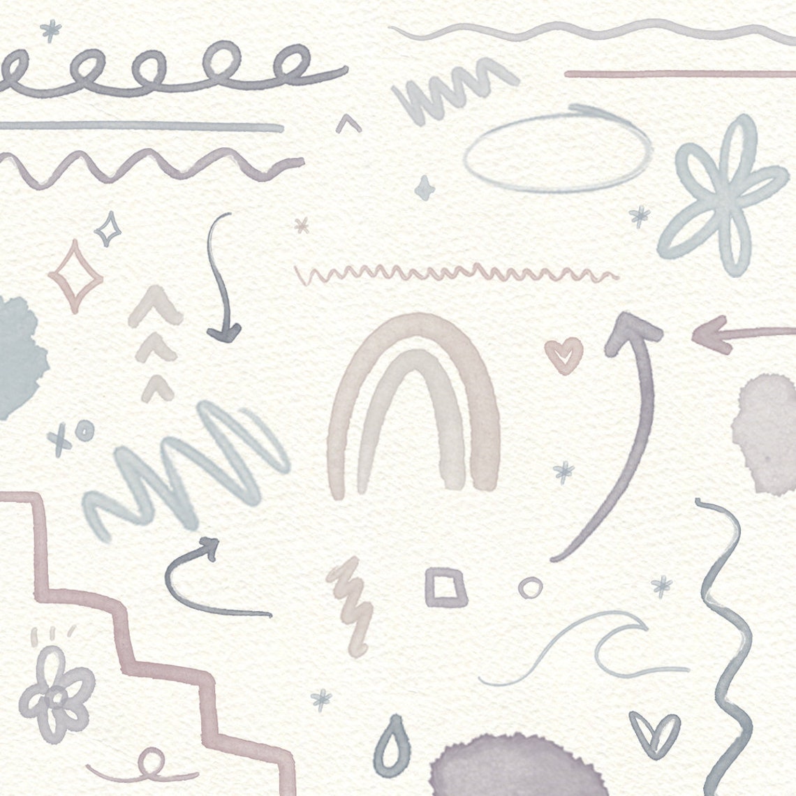 Watercolor Doodles - Doodle Clipart - Watercolor Arrows - Watercolor ...