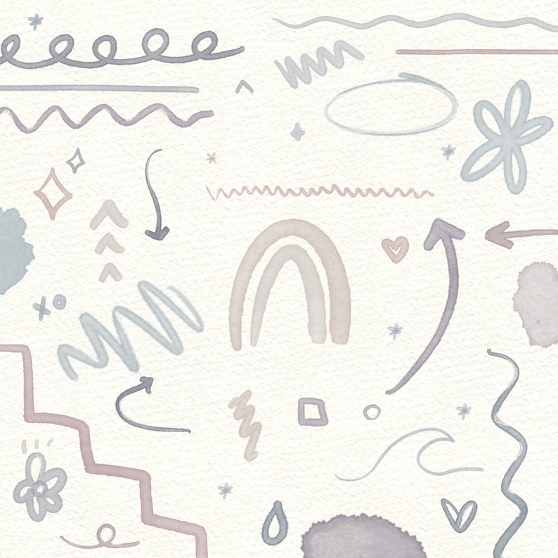 Watercolor Doodles - Doodle Clipart - Watercolor Arrows - Watercolor ...