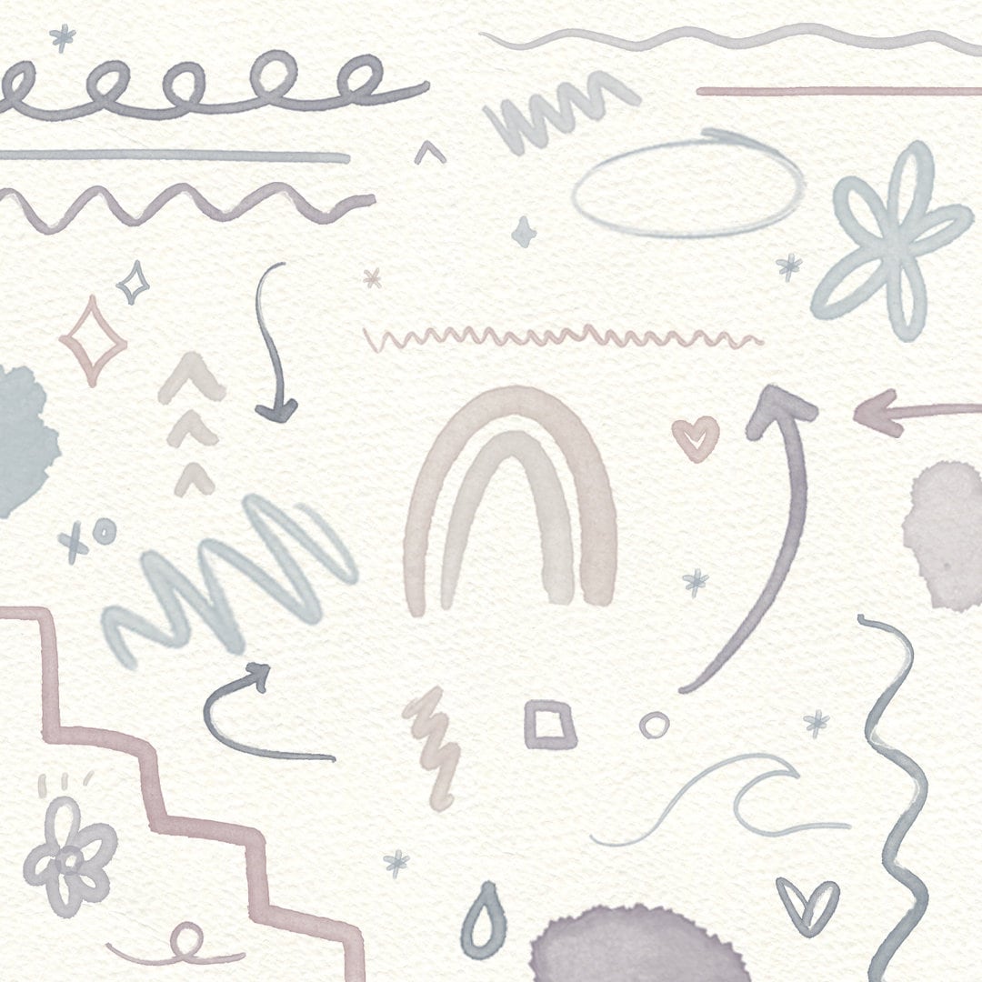 Watercolor Doodles - Doodle Clipart - Watercolor Arrows - Watercolor ...