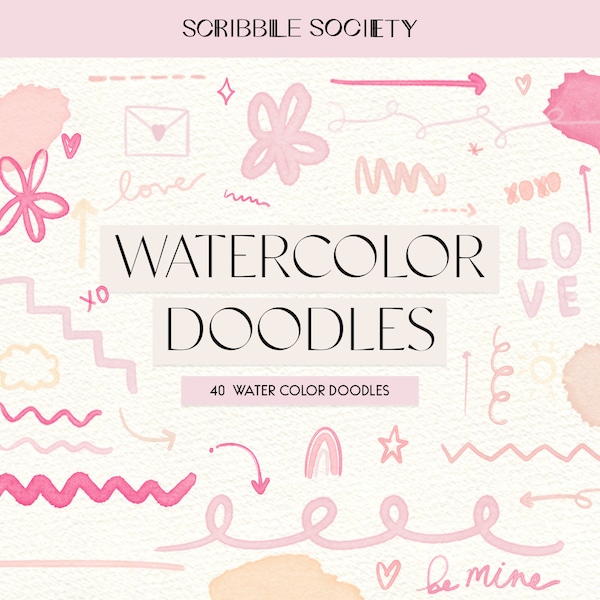 Watercolor Doodle - Etsy