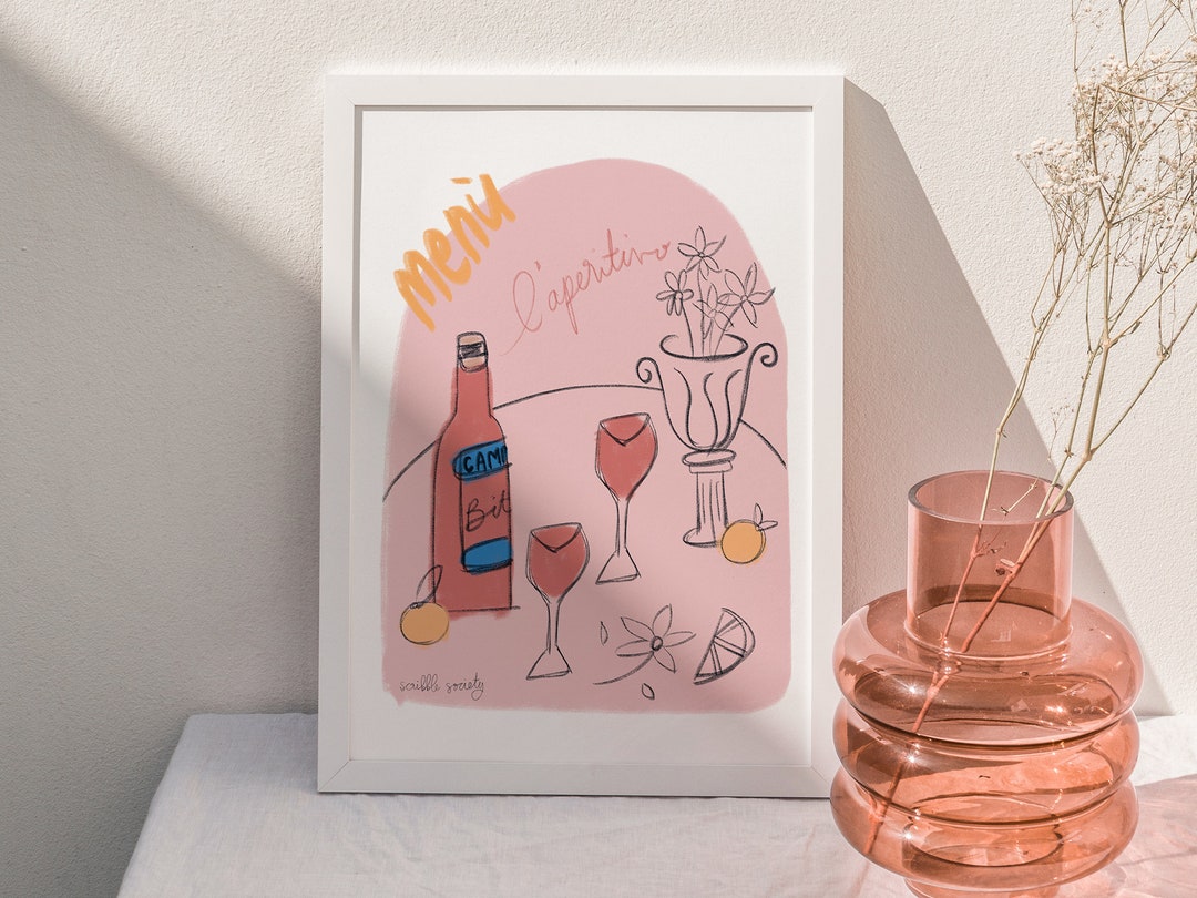 L'aperitivo Poster | Digital Downloadable Hand Drawn Wine Poster - Etsy