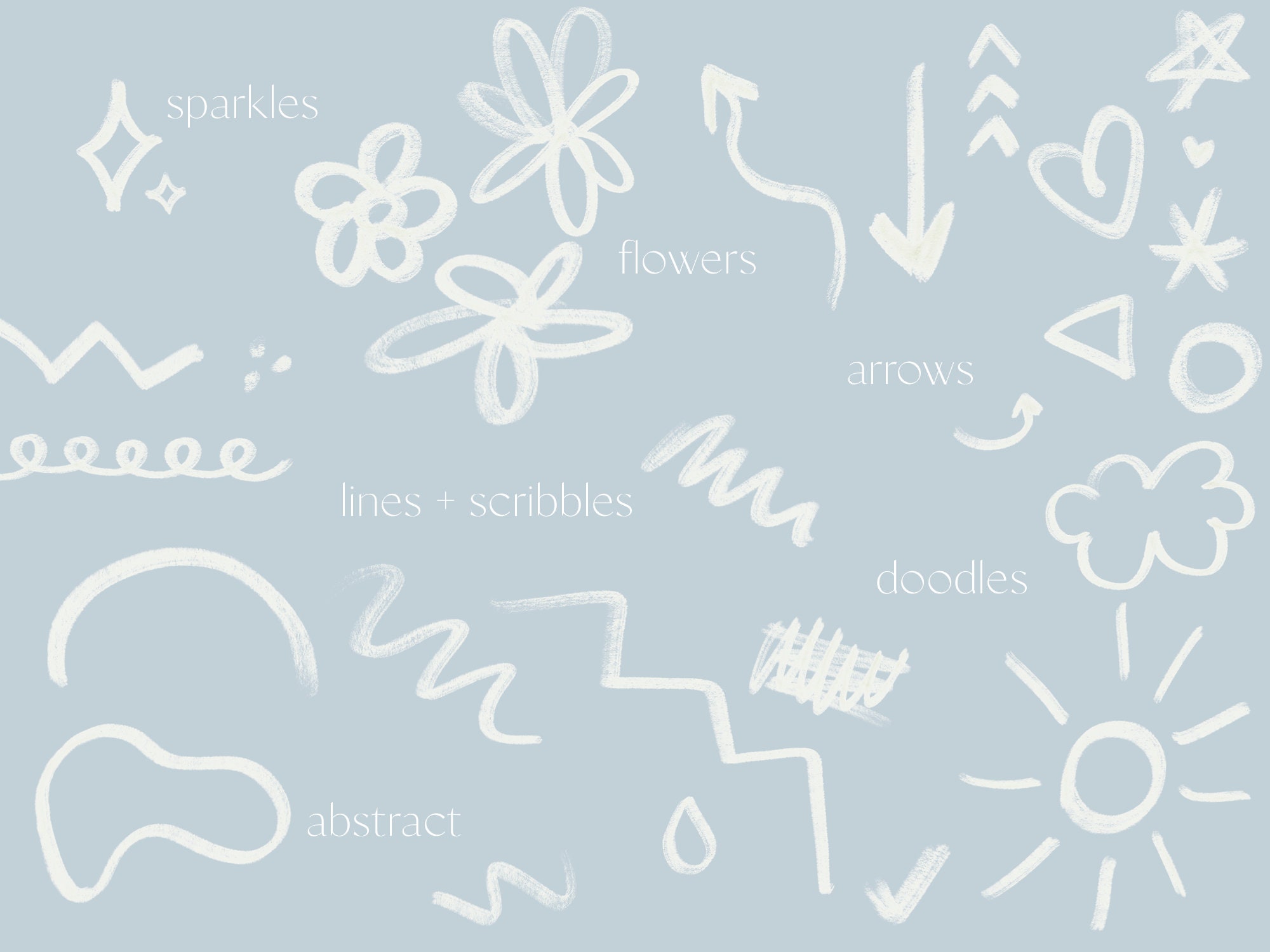 Digital White Hand Drawn Doodles Clipart Pngs - Etsy