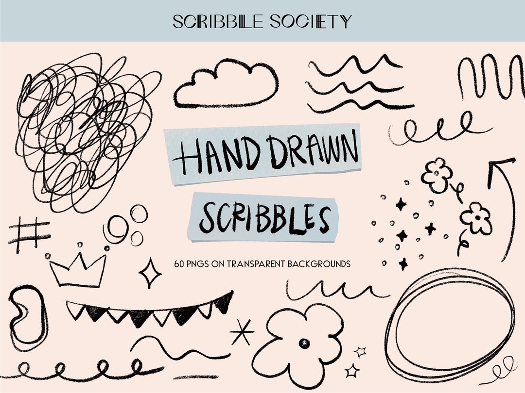 Digital Hand Drawn Scribbles Pngs for Photoshop, Canva, Note Taking ...