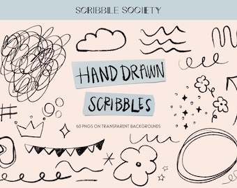 Digital Hand Drawn Scribbles Pngs for Photoshop, Canva, Note Taking | Scribble Society - Etsy