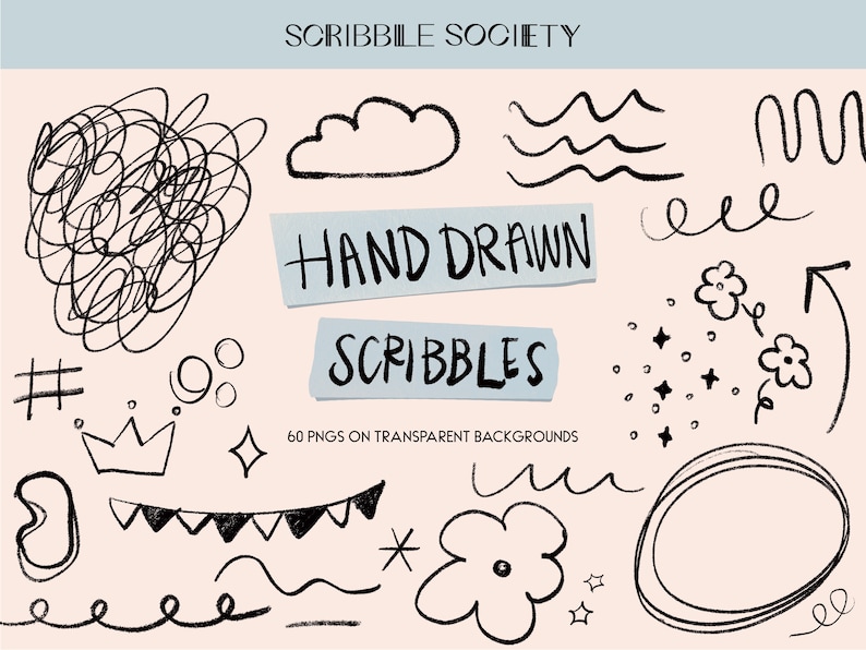 Digital Hand Drawn Scribbles Pngs for Photoshop, Canva, Note Taking ...