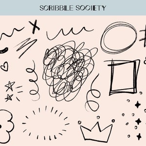 Digital Hand Drawn Scribbles Pngs for Photoshop, Canva, Note Taking ...