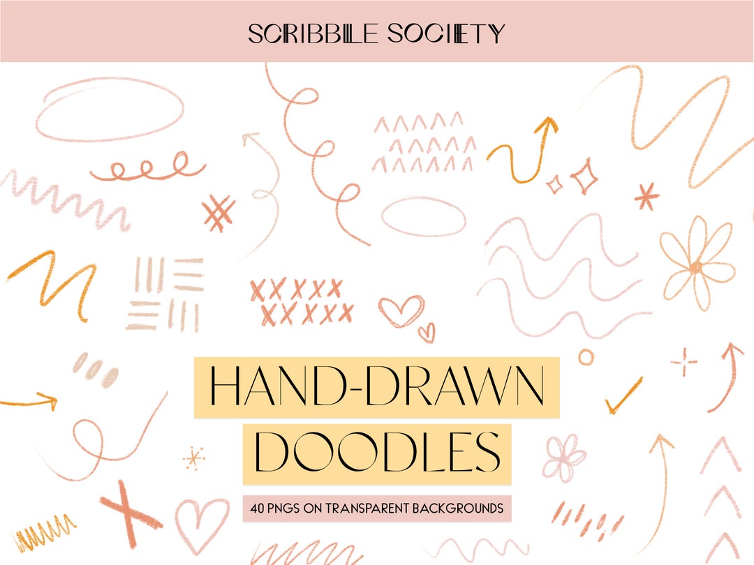 Digital Hand Drawn Doodles, Arrows, Sparkles, Scribbles and Planner Design Clipart for Photoshop ...