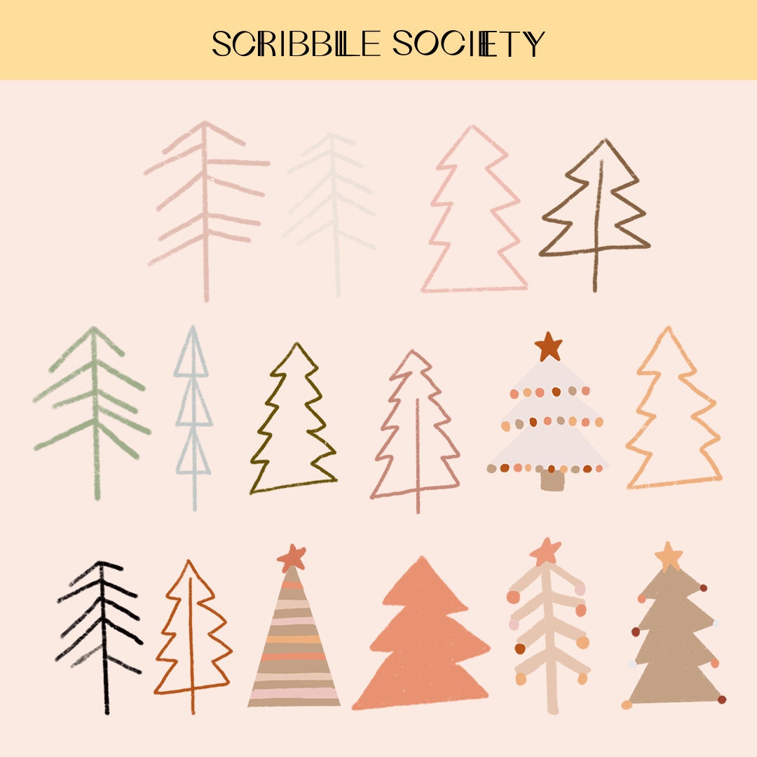 Hand Drawn Cozy Whimsical Christmas Holiday Clip Art Pack | Pastel ...