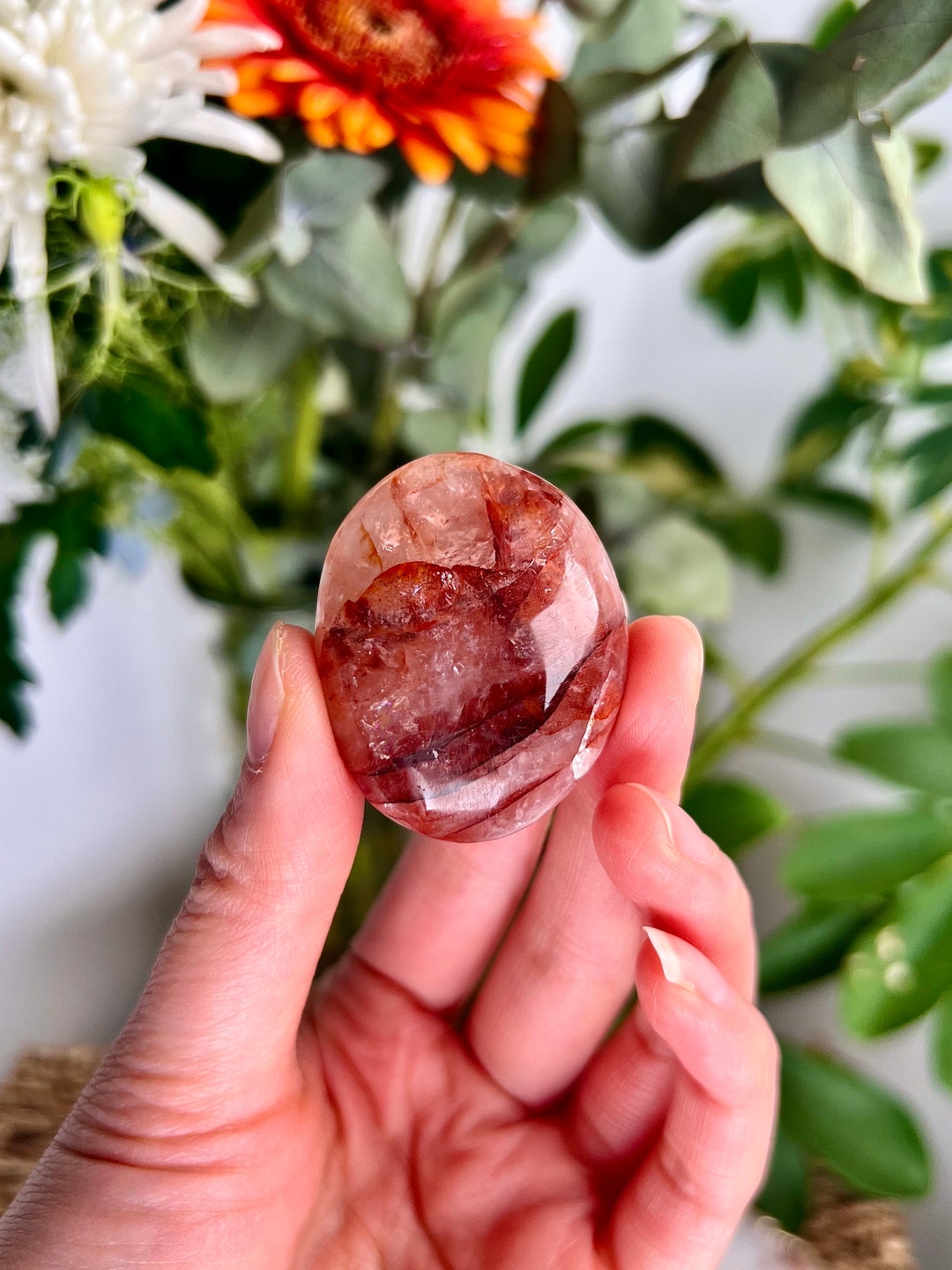 Grade AA Natural Fire Quartz Palmstone With Rainbow - the Spark of ...