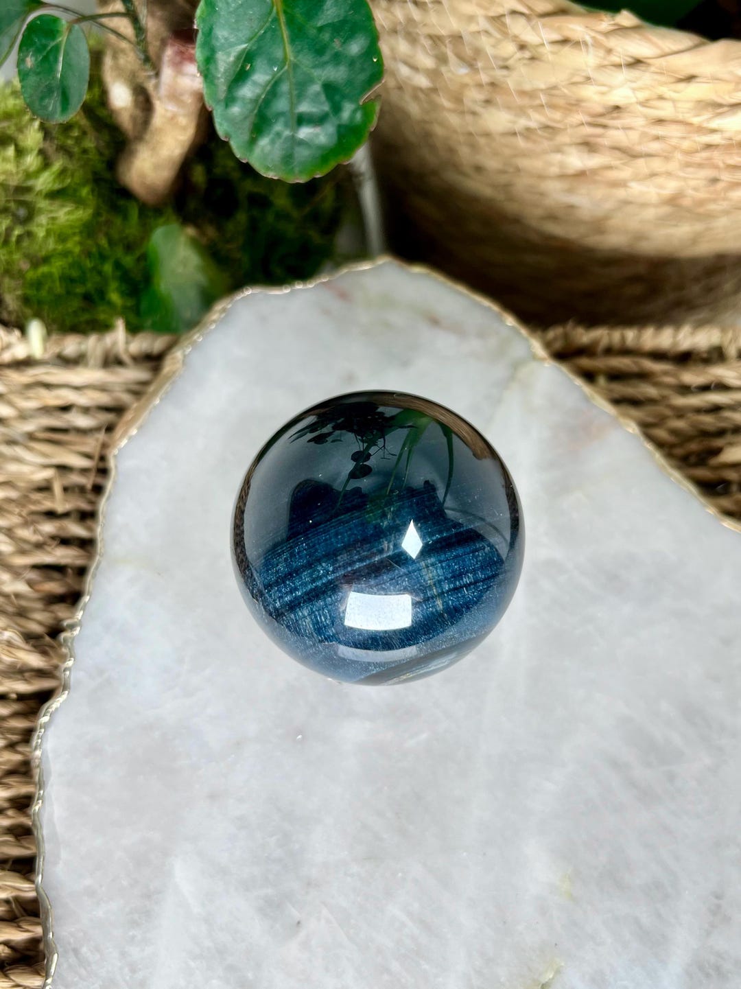 Grade AA Natural Blue Tiger Eye Sphere With Stand, Falcons Eye, Crystal ...
