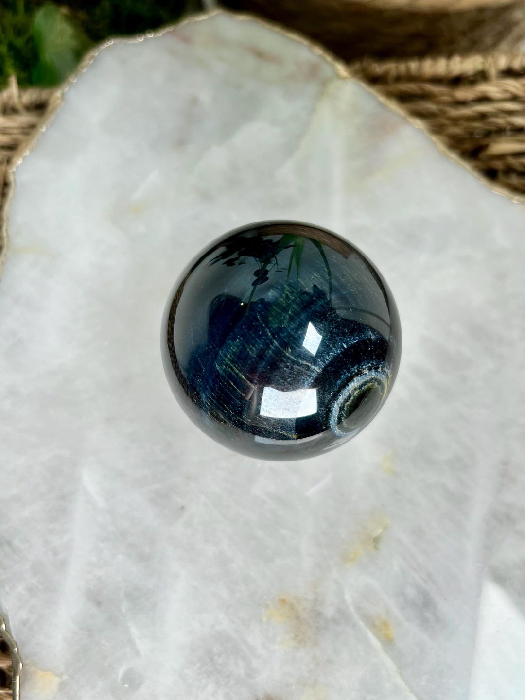 Grade AA Natural Blue Tiger Eye Sphere With Stand, Falcons Eye, Crystal ...