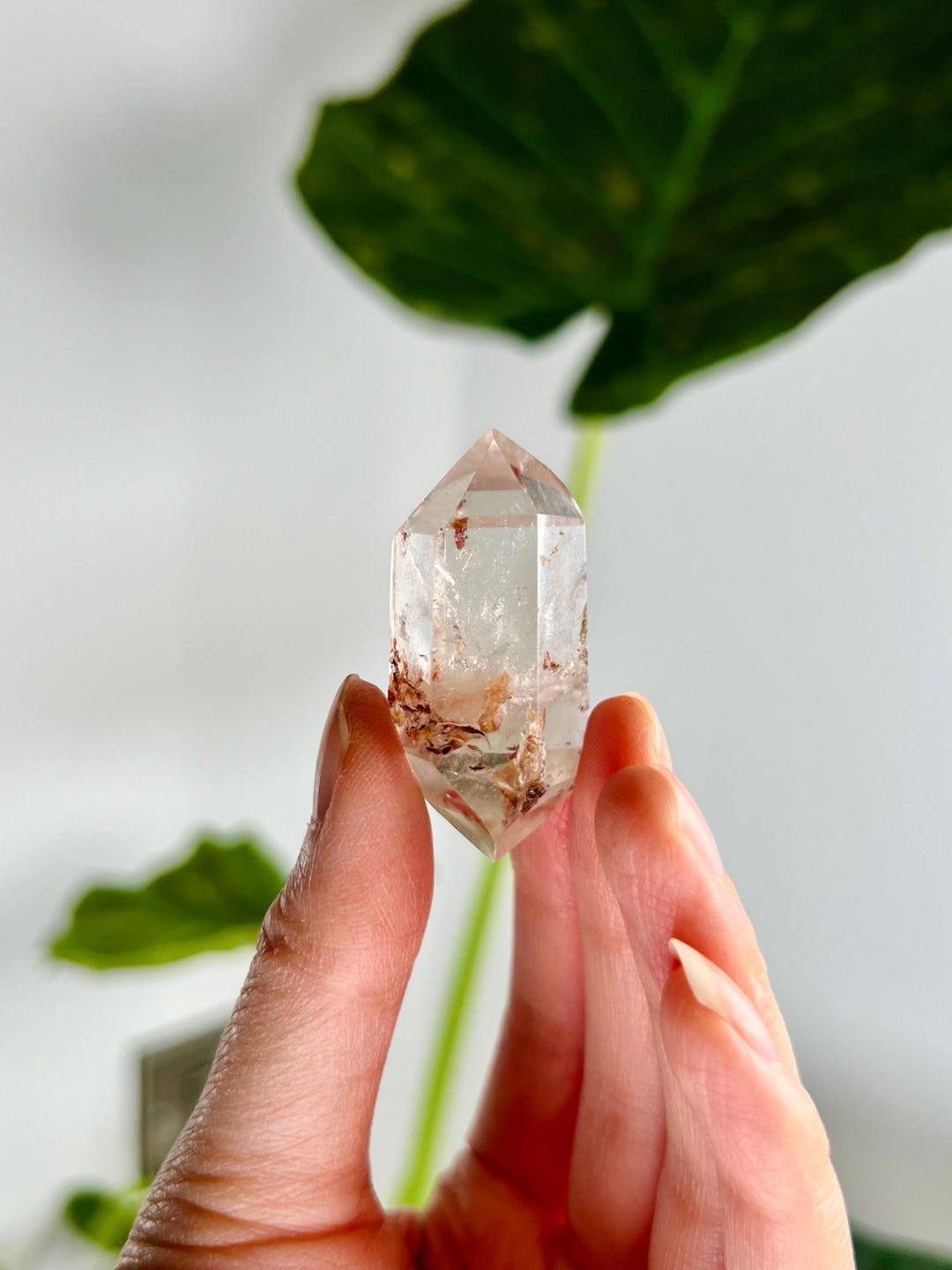 Grade AA Natural Quartz DT With Hematite, Iron Inclusion - Double ...