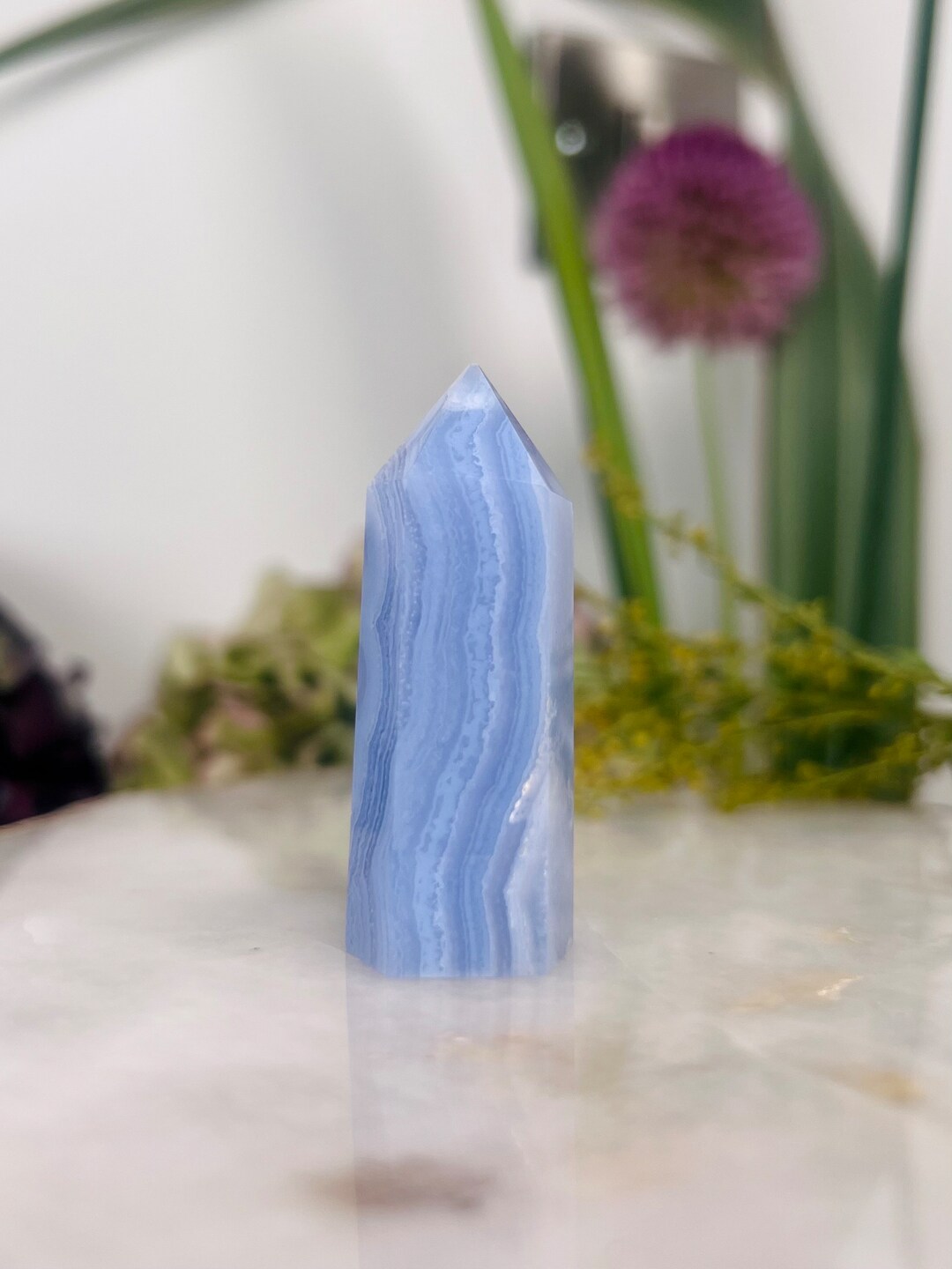 Grade AAA Natural Blue Lace Agate Tower From Namibia, Healing Crystal ...
