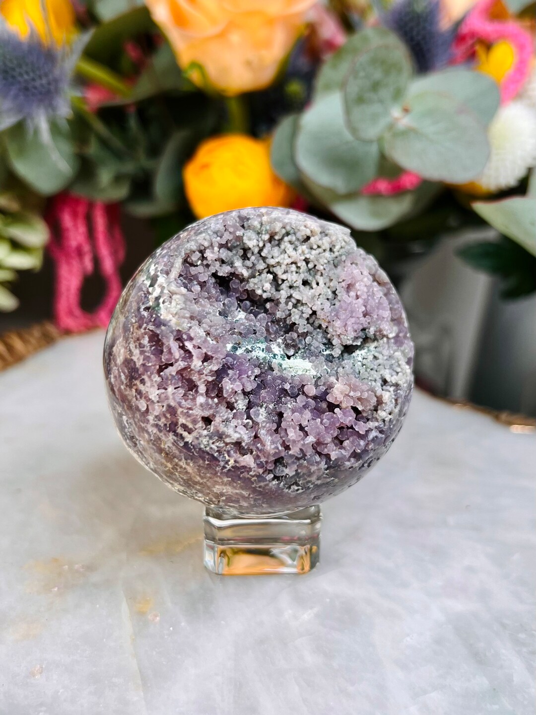 Grade AAA Natural Purple Grape Agate Sphere on Stand From Indonesia ...