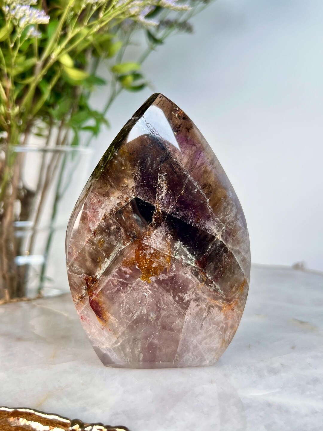 RARE Grade AA Super Seven Flame From Brazil With Iron and Pyrite ...