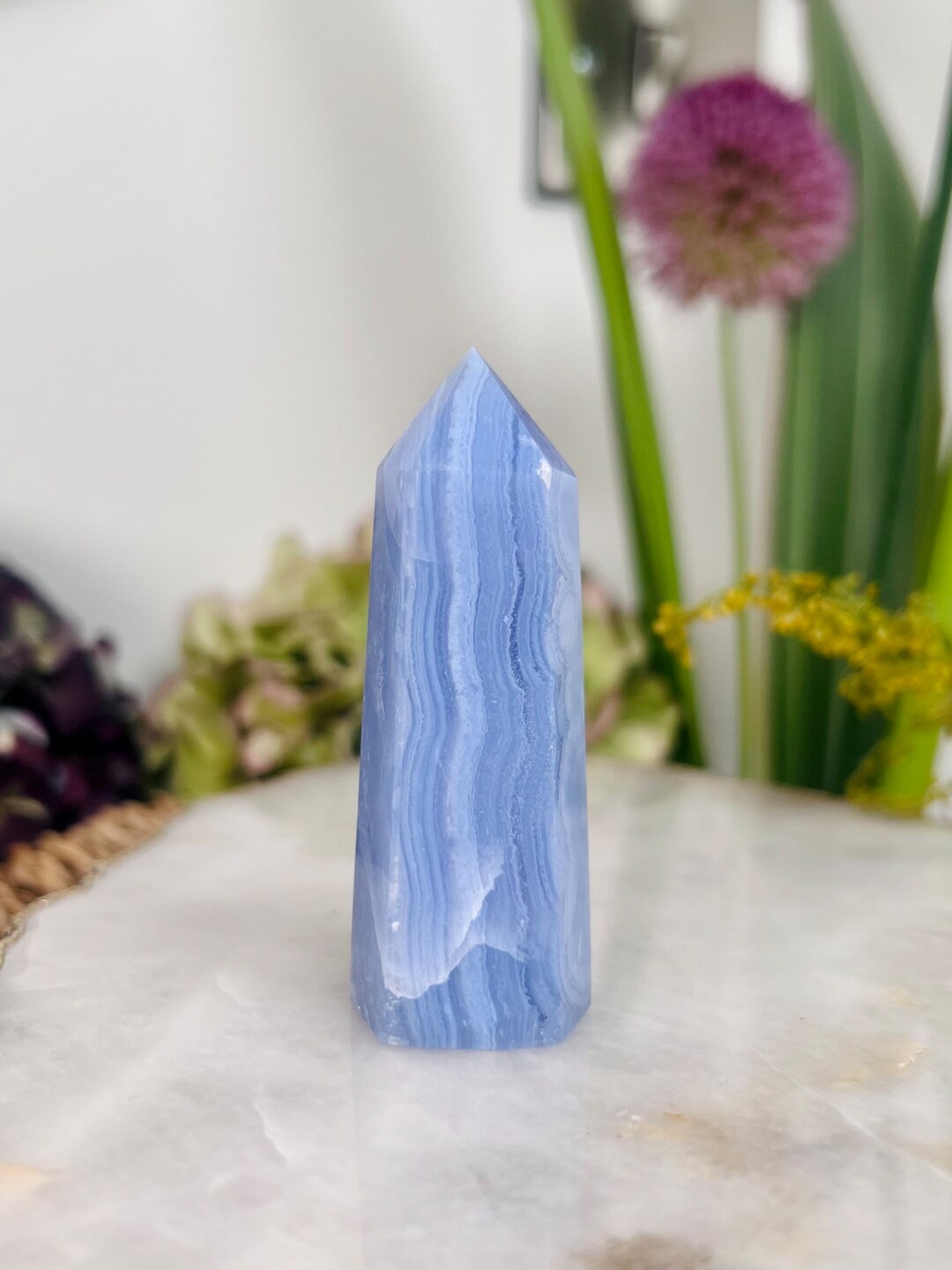 Grade AAA Natural Blue Lace Agate Tower From Namibia, Healing Crystal ...