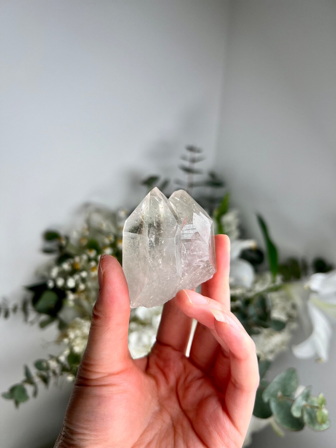 Grade AA Natural Clear Quartz Point With Chlorite - A Harmony of ...