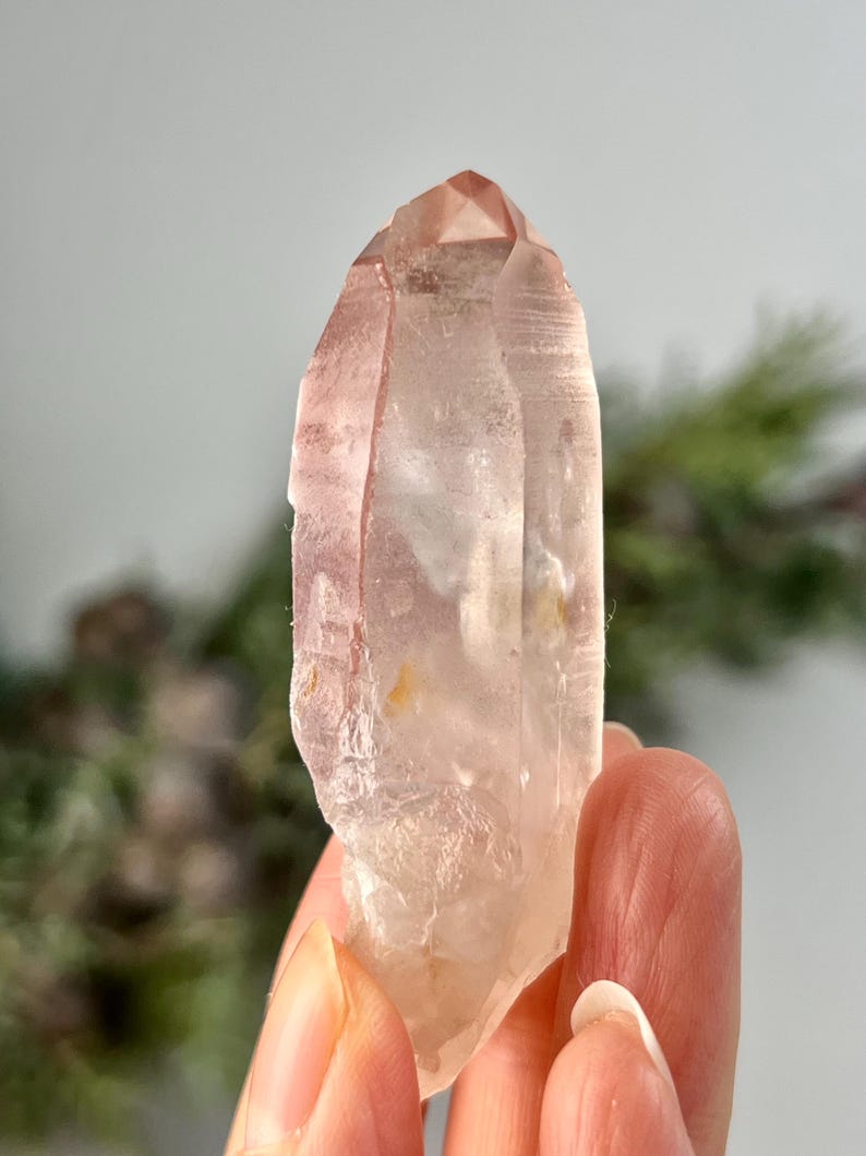 Grade AA Natural Pink Lemurian Quartz Point With Golden Healer| From ...